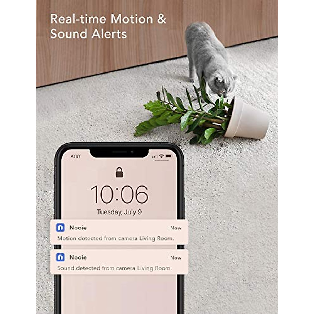 nooie Security Camera Indoor Two Pack, 360-degree IP Camera 1080P, WiFi Smart Home Camera with Motion Tracking, IR Night Vision, Two Way Audio&Sound Detection, Works with Alexa, SD Card and Cloud