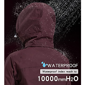 CAMEL CROWN Women's Ski Jacket Waterproof 3 in 1 Winter Jacket Windproof Warm Fleece Hooded Snowboard Mountain Snow Coat