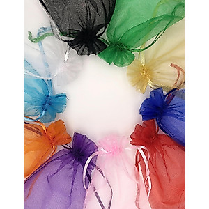 Jexila 120PCS Sheer Organza Bags 5X7 inches Mesh Drawstring Gift Bags Small for Jewelry Wedding Party Baby Shower Favor Bags (Rainbow 5X7)