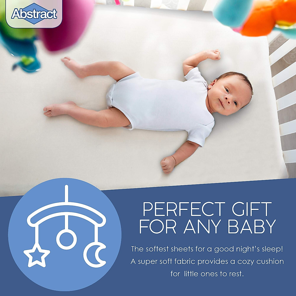 Abstract Cotton Crib Sheets - Fitted Crib Sheet for Standard Crib Mattress - Ultra Soft Crib Sheets for Boys Girls Baby - Universal - Snug Fitted - Cotton - 28"x52" (Solid White)