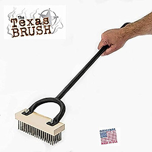 Texas BBQ Grill Brush-33 Metallic Handle, Stainless Steel Bristles-Heavy Duty Barbeque Grill Cleaning Tool-Scratchless Cleaning Brush for Gas/Charcoal Grates-Grilling Gifts for Cooks-Replaceable Head