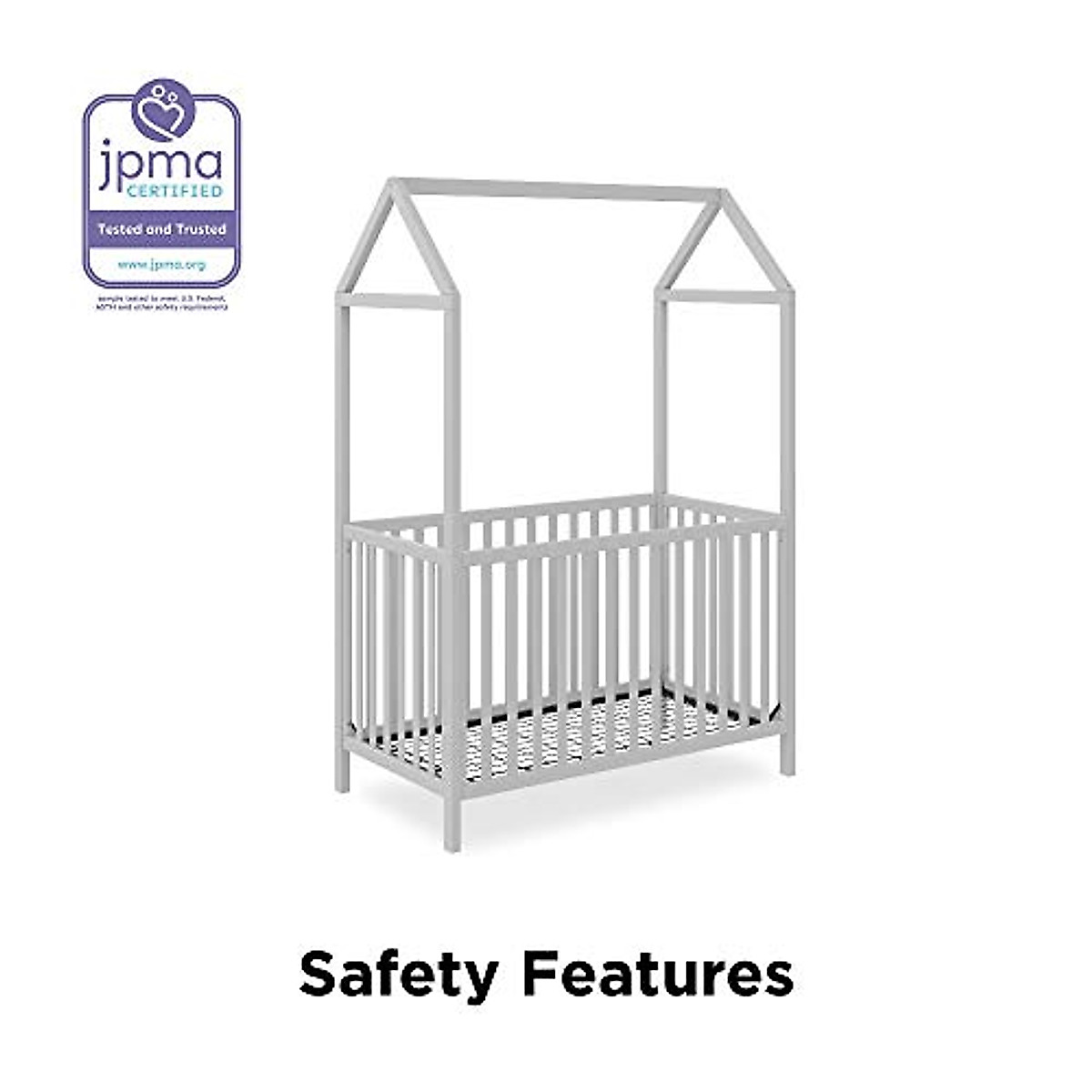 Little Seeds Rowan Valley Skyler 3-in-1 Convertible Crib with Canopy, Dove Gray