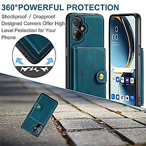 Hongxinyu Case for OnePlus Nord N30 5G / Nord CE 3 Lite 5G, Detachable Magnetic Wallet Card Cash Slot Case Cover Support Wireless Charging Functional Kickstand (Teal)