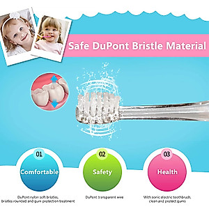 4 Pack Baby Kids Toothbrush Heads, Electric Toothbrush Replacement Heads Compatible with Dada-Tech DT-BB1, DT-977, DT-K6; Compatible with Brush-Baby WildOnes/KidzSonic; for Seago SG513/977, 3-12 Year