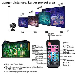 Christmas Projector Lights, LED Projection Light, 2 in 1 Water Wave Projector Light with 16 Switchable Patterns,Waterproof Landscape Light Show for Celebration Halloween Birthday and Party Decoration