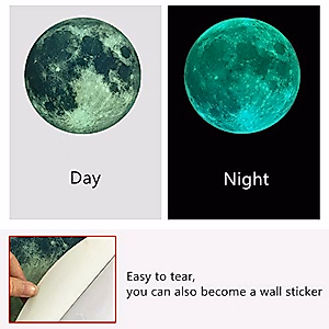 Kiddale Glow in The Dark Moon 30cm Glowing Luminous Wall or Ceiling Art Stickers Removable Adhesive Wall Decal for Kids Bedroom
