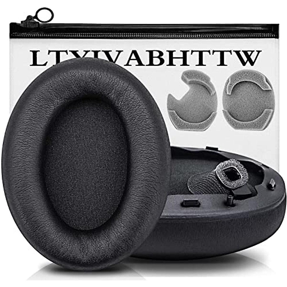 LTYIVABHTTW WH-1000XM4 Earpads - Compatible with WH-1000XM4 WH1000XM4, Ear Cushion with Soft Memory Foam (WH1000XM4 Black Protein Leather)