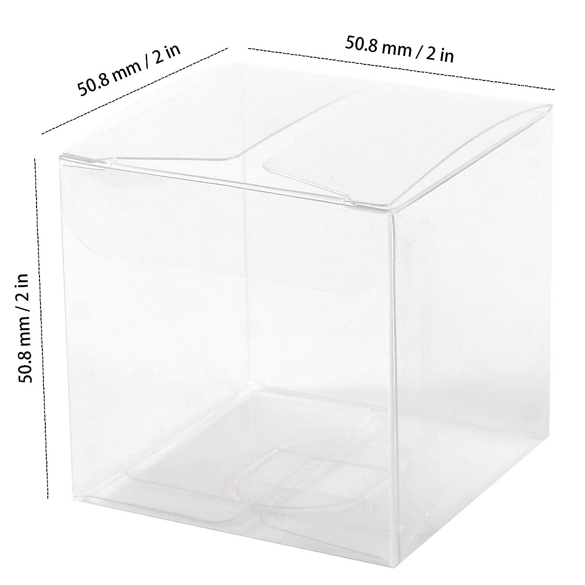 HOZEON 150 PCS Clear Favor Boxes 2 x 2 x 2 inches, Clear Plastic Gift Boxes, Transparent Gift Box for Candy, Cookies, gift, Wedding, Birthday Party, Cupcakes, Thanksgiving, Christmas
