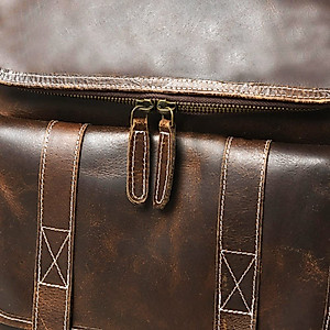 Gratlin Buffalo Leather Backpack for Men & Women 17 Inches | Vintage Genuine Leather Laptop Backpack | Full Grain Brown Leather Rucksack Knapsack with Padded Laptop Sleeve Best for Office Travel Use