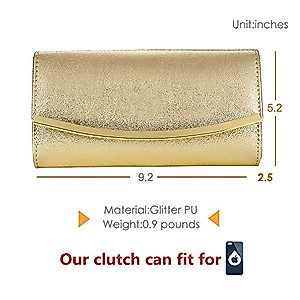 BENCOMOM Women's Gold Clutch,Gold Clutch Purses For Women Evening Shoulder Crossbody Handbags Bridal Prom Wedding Party gold Purse