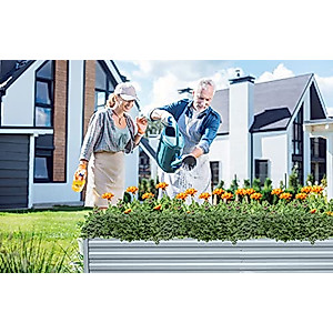 SONFILY Planter Raised Beds Raised Garden Bed for Gardening Garden Boxes Outdoor Metal Raised Garden Beds Galvanized Outdoor,8x2x1 Galvanized Grey
