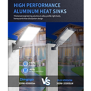 Dimgogo LED Parking Lot Light - 300W Street Lights Dusk to Dawn Outdoor Lighting Commercial with Photocell, 6500K LED Flood Light Outdoor Waterproof with Arm Mount