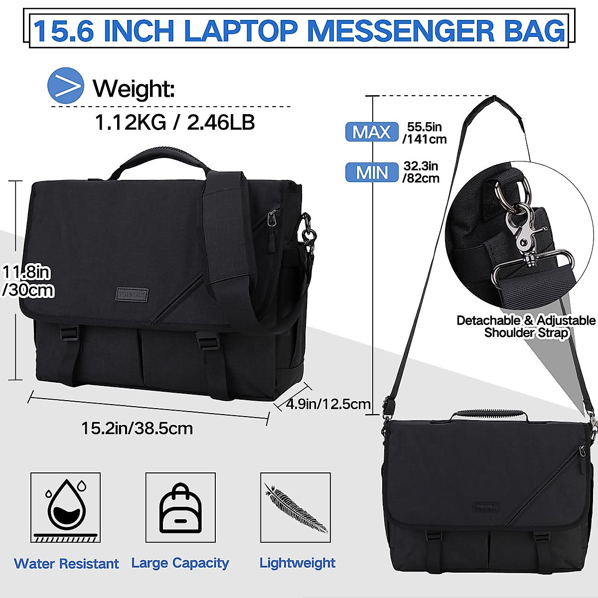 Messenger Bags for men,Lightweight 15.6 inch Laptop Bag for Work business Vonxury