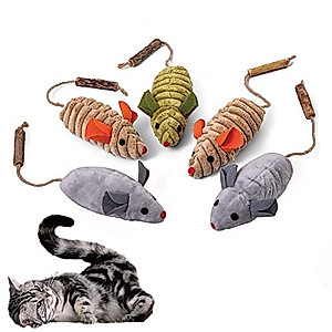 PEEKAB 5Pcs Catnip Toy Oirganic Silvervine Toys Plush Cat Chew Interactive Toys Cat Mice & Animals Toys for Indoor Cats and Kittens Over 6 Months Old (Multicolor 5Pcs Mice)