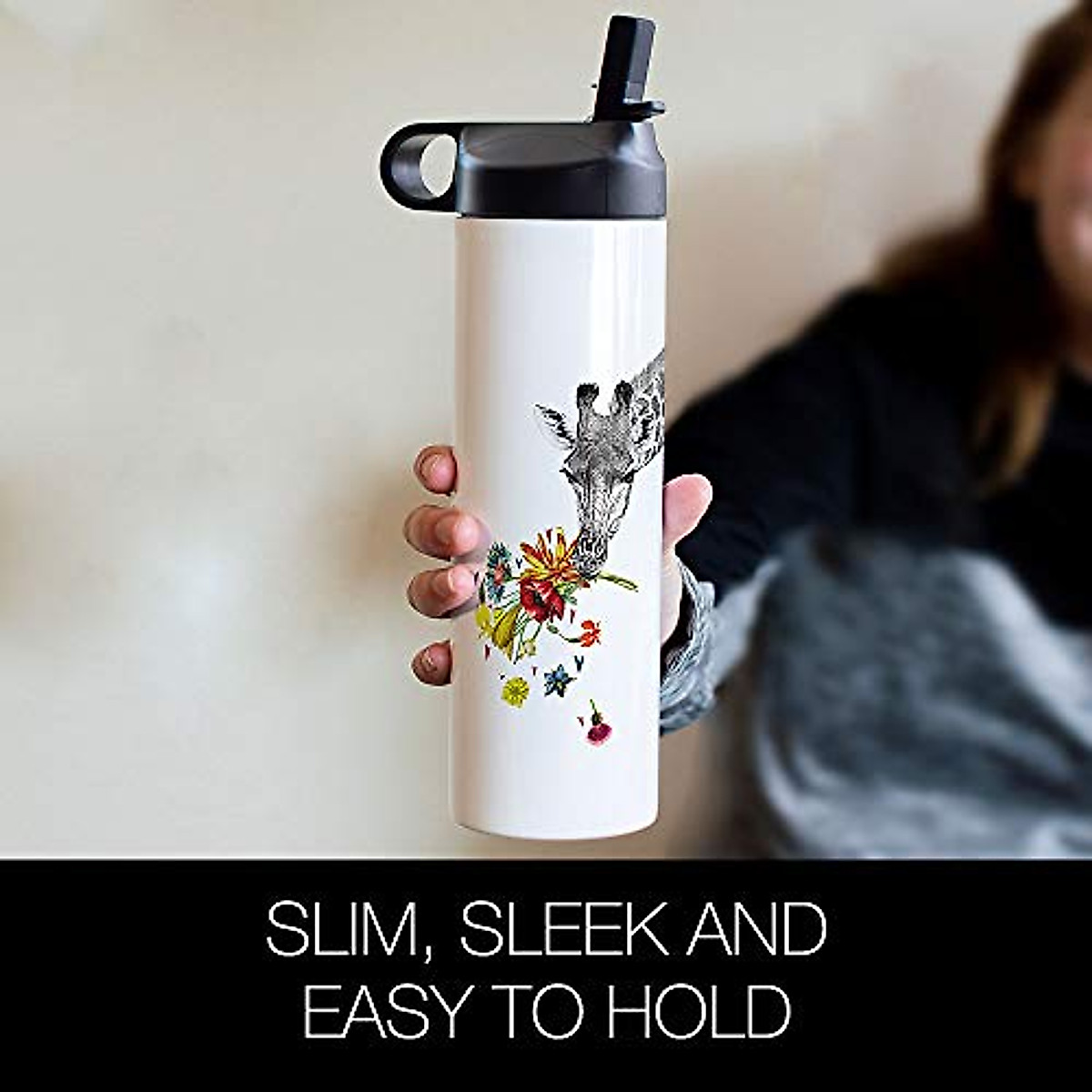 Tree-Free Greetings Checking in Giraffe Vacuum-Insulated Stainless Steel Sportiva Tumbler, With Internal Straw, 17 Ounce