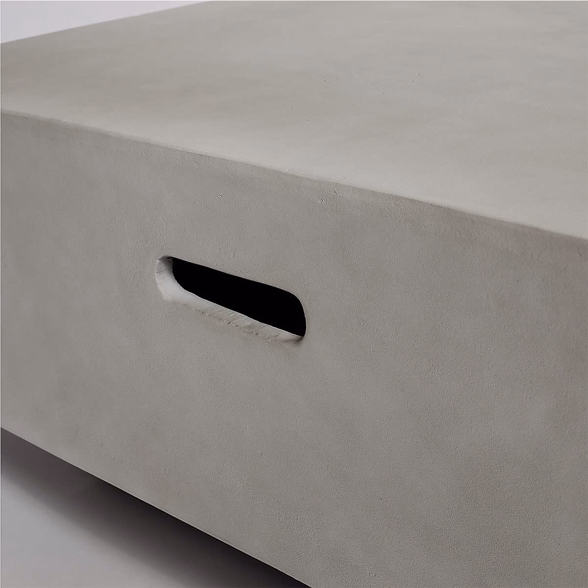 AJ Enjoy 60" Firepit Table for Outside, 50,000 BTU Large Rectangular Concrete Outdoor Firepit Tables, Laval Rocks, Side Handles, Fits 20lb Tank Outside, Grey