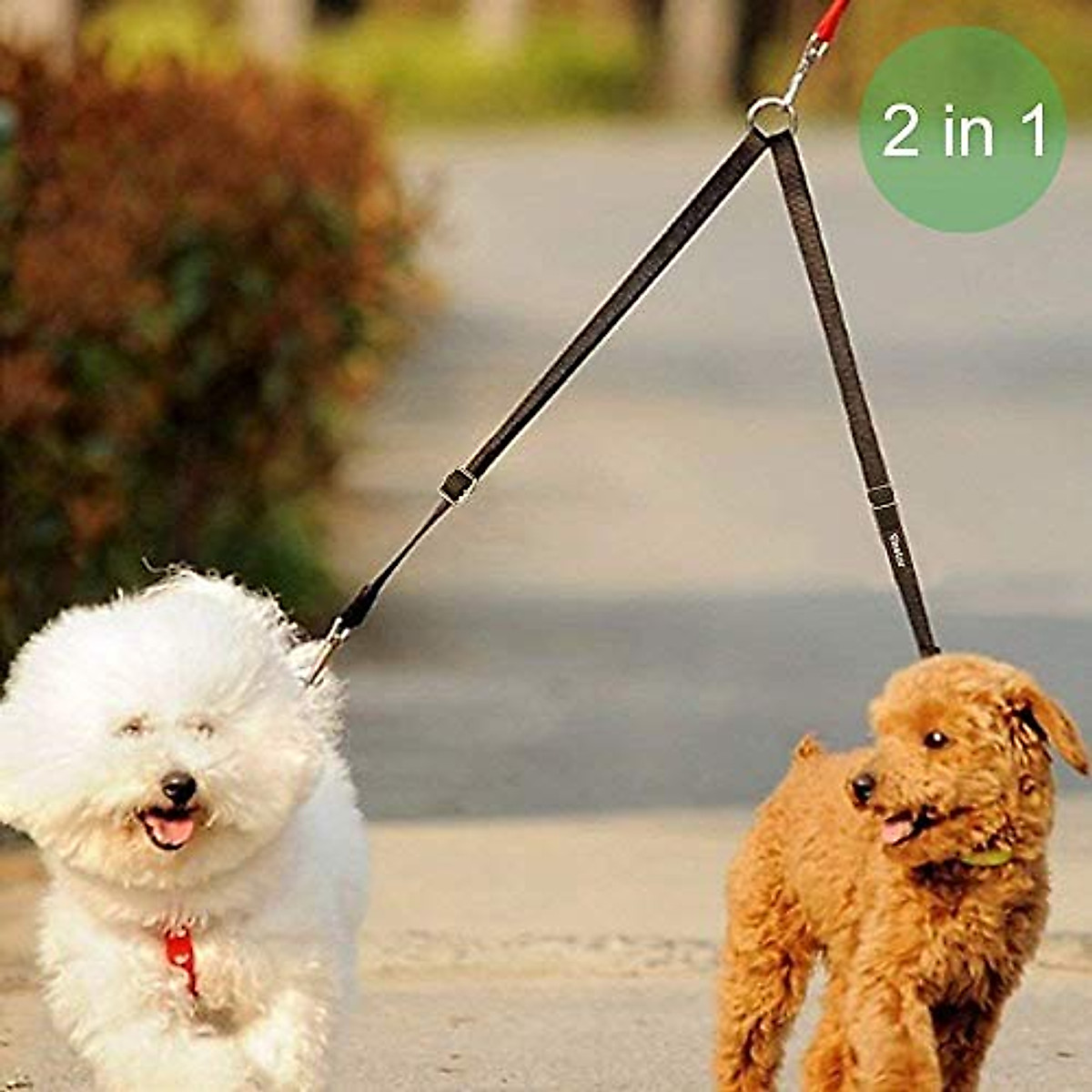 Vastar Double Dog Walker, Adjustable Heavy Duty Double Dog Leash for Pets, No Tangle Two Dogs Training Leash for Dogs up to 110 Pounds, Premium Quality Dog Leash Coupler for 2 Dogs