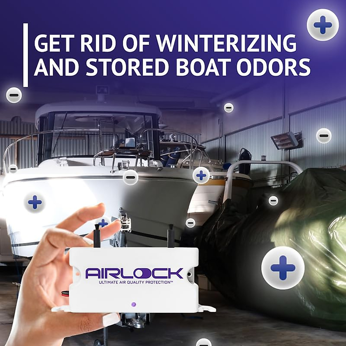 Airlock Boat Odor Air Purifier - Marine Air Purifier for Fresh Clean Air | Boat Accessories | Easy to Install | Maintenance-Free | Deodorizer Odor Eliminator