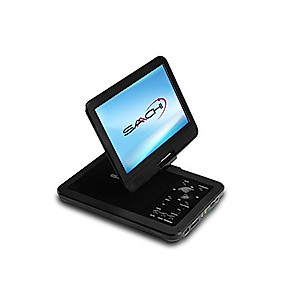 Multi Region 10.1" Portable DVD Player All Region Free with 270° Swivel Screen, 4.5 Hours Rechargeable Battery, SD/MMC Card Reader, USB Port, Headphone Jack, Car Charger and Headrest Mount Case