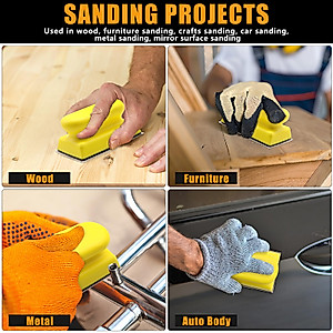 VIBRATITE 9 PCS Contoured Profile Hand Sanding Block, 4 Inch Hand Sander Block Interchangeable Assorted Convex & Concave Shapes with 45 Sheet Assortment Sandpaper for Auto Body, Woodworking, Furniture