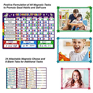 Magnetic Chore Chart, Responsibility Reward Chart for Multiple Kids Toddlers Unicorn Good Behavior Reward Chart for Fridge at Home Gift for Children - Dry Erasable, Purple