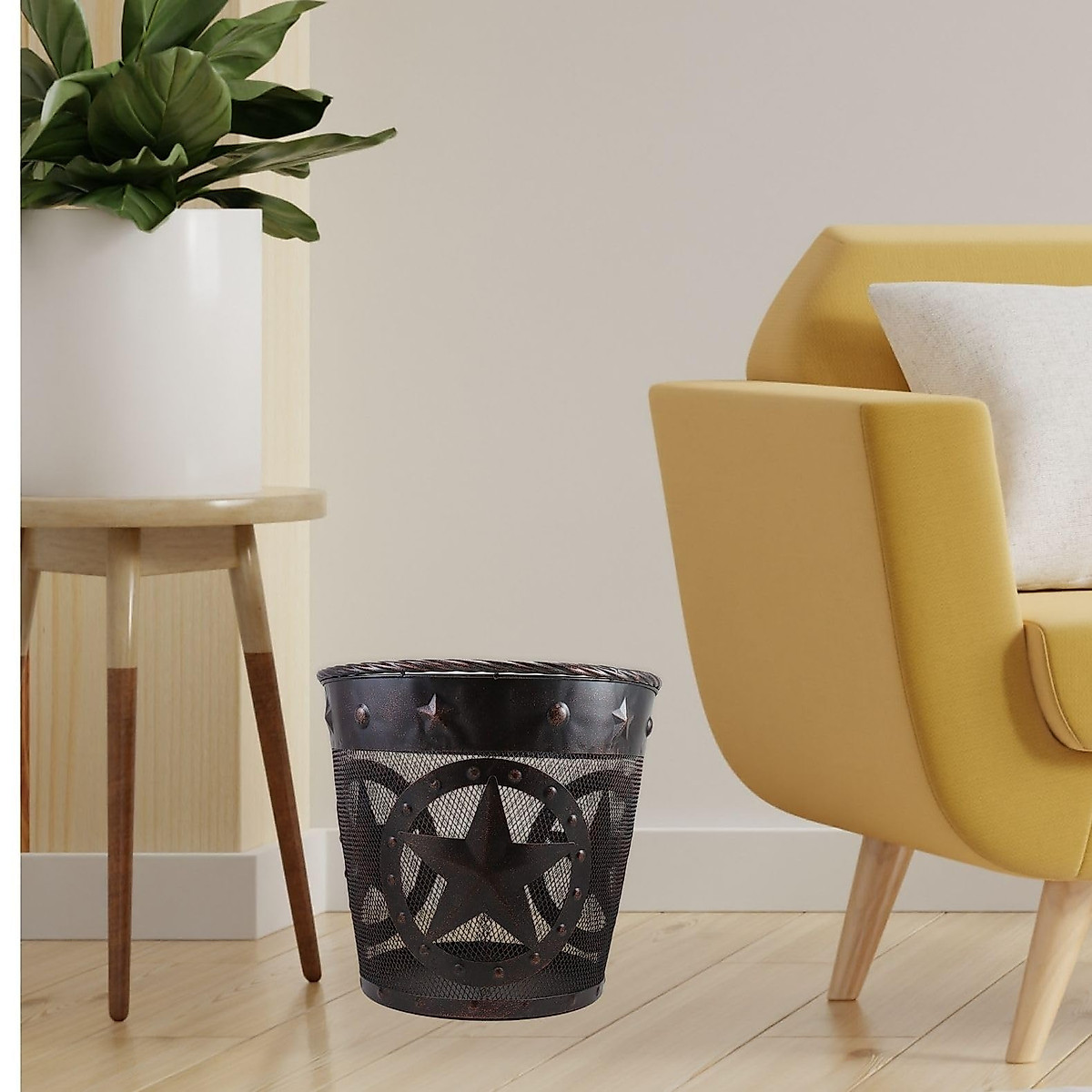 BestGiftEver Rustic Wastebasket with Star Design - Metal Mesh Copper Finish Wastebasket for Western Bathroom Decor, Lodge Cabin Style, Rustic Home Accessories, Rustic Trash Can for Country Homes