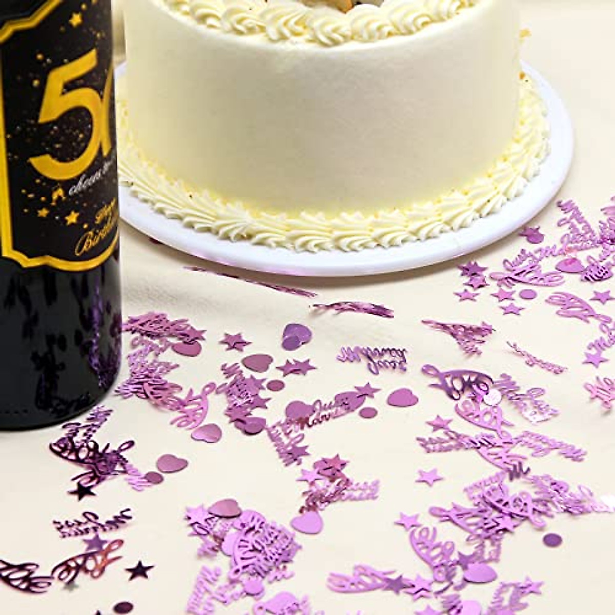 WenmthG 2.11 oz/ 60 g Purple Love Just Married Confetti, 800Pcs Wedding Table Confetti Decoration, Engagement Party Decorations, Glitter Confetti for Bridal Shower Wedding Bachelorette Party Couples