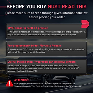 BDFHYK TPMS Sensor GM 315Mhz Tire Pressure Monitoring Sensor Compatible with Chevy Silverado Buick GMC Cadillac Pontiac Replacement Tire Pressure Sensor OE# 13598771 13598772 13586335 4-Pack