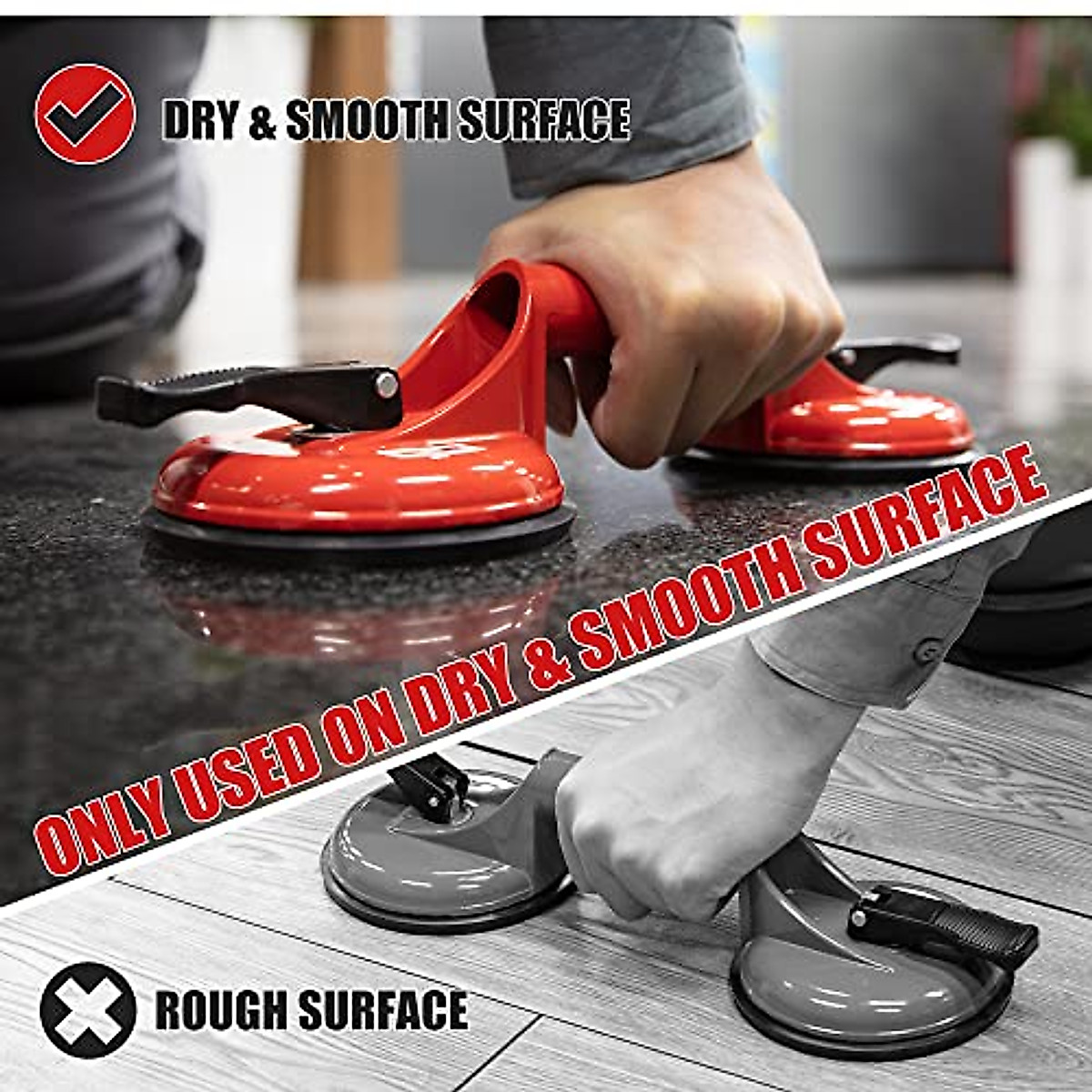 EZARC Floor Gap Fixer Tool, Laminate Flooring Gap Repair Kit Include Heavy Duty Double Aluminum Suction Cup, Rubber Mallet and Foam (Can't use on Scraped Surface Floor)