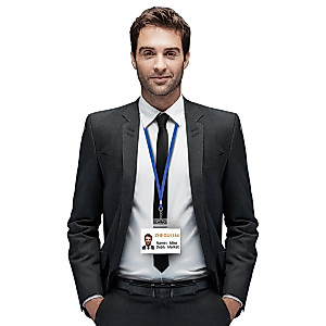 Nametag Badge Holders with Lanyard 3x4 Horizontal Badge Holder Waterproof PVC ID Cards by ZHEGUI (Royal Blue, 100 Pack)