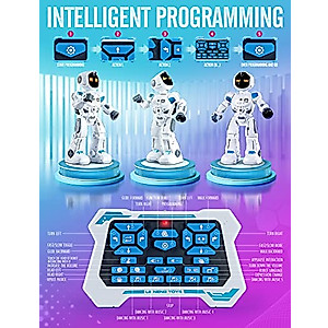 Large Smart Emo Robot Toys for Kids 5-7,Gesture Sensing Programmable Interactive Remote Control Robots for 8-12 with LED Eye Express for Boys 4-9 Years Old Birthday Gifts