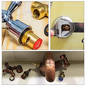 PENKOHOME 1 Pair Replacement Ceramic Tap Cartridge Valves 1/2" Quarter Turn Disc Cartridge Faucet Valves for Bathroom Kitchen Tap(Hot & Cold)