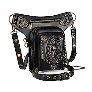Steampunk Waist Thigh Bag Gothic Victorian Cosplay Backpack Retro Handheld Crossbody Shoulder Bag Vintage Handbags Black