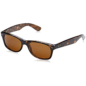 Ray-Ban womens Rb2132 New Wayfarer sunglasses, Tortoise Frame Solid Brown Lens, Large US