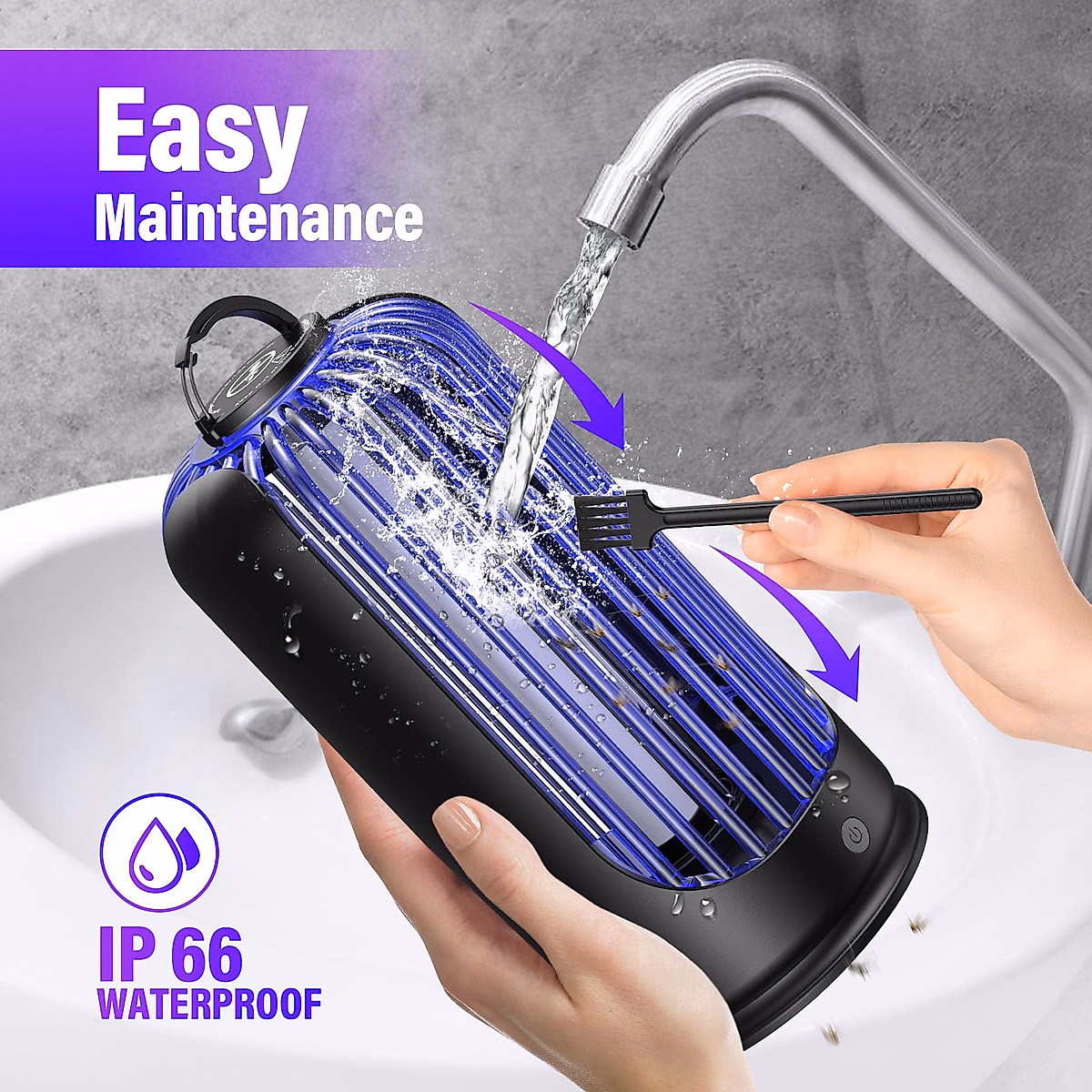 Elechome Flying Insect Trap, Bug Zapper for Indoor Outdoor, Rechargeable Mosquito Zapper with 3600V High Powered, Electric Pest Control Insect Fly Zapper Can Attract Gnats, Mosquitoes, Flies, Moths