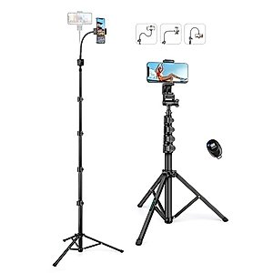 Nineigh Tripod for Cell Phone, 76" Phone Tripod with Gooseneck & Remote, Selfie Stick Portable Tripods Video Recording Photo Vlog, Compatible with iPhone Plus Cellphone Camera