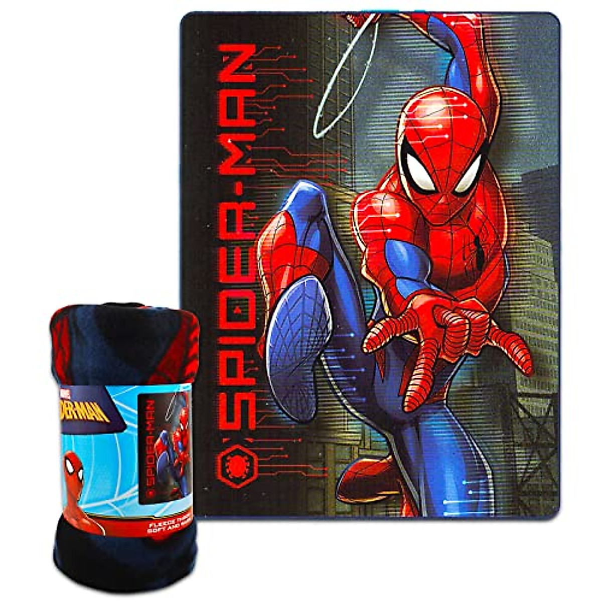 Marvel Spiderman Fleece Throw Blanket and Tote Bundle - Spiderman Kids and Teens Blanket, Tote, Stickers, and More for Boys & Girls (Size 40" x 50")