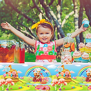 3Pcs Candyland Tablecloth Candy Land Lollipop Birthday Table Cloths Plastic Table Covers for Girls Birthday Baby Shower Donut Party Decorations for Party Supplies