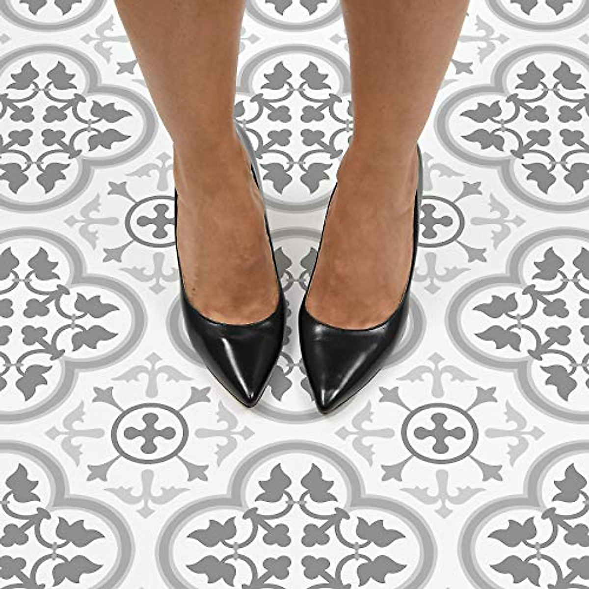 FloorPops FP2953 Remy Peel & Stick Floor Tiles, Grey