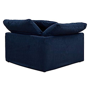 Sunset Trading Contemporary Puff Collection 3 PC 132" Wide Slipcovered Modular Sofa | Stain Proof Water Resistant Washable Performance Fabric | Navy Blue Sectional, Configurable