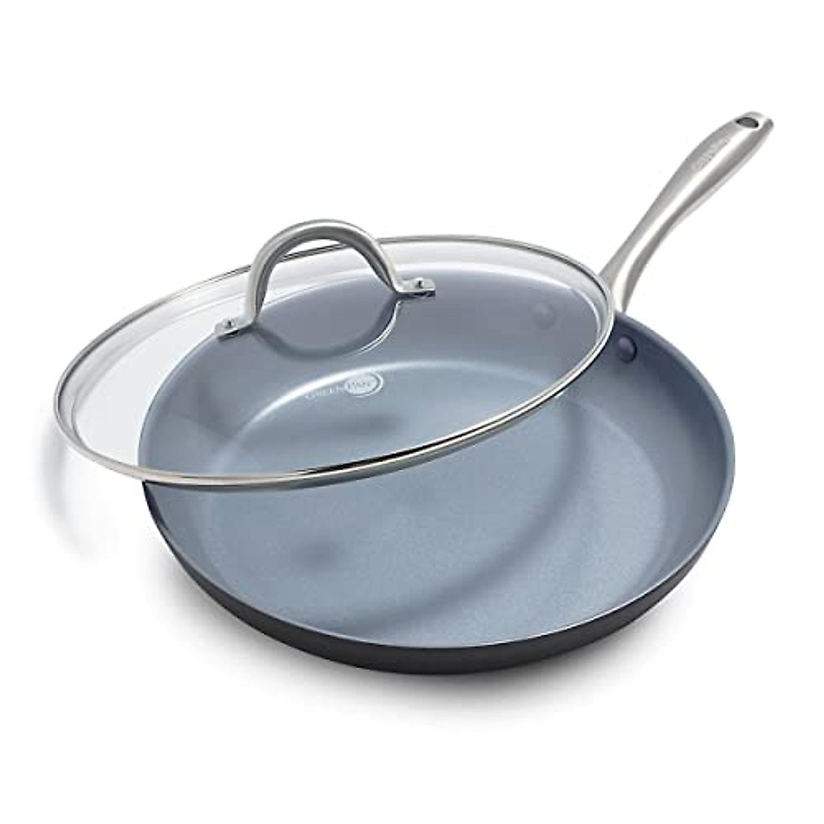 GreenPan Lima Hard Anodized Healthy Ceramic Nonstick 12" Frying Pan Skillet with Lid, PFAS-Free, Oven Safe, Gray