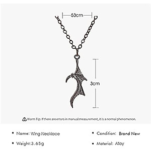 Demon Dragon Wing Love Heart Pendant Necklace Matching Charm Love Heart Feather Shaped Necklace Angel Devil Wings Rings Jewelry Set for Couple Family Friendship-set1