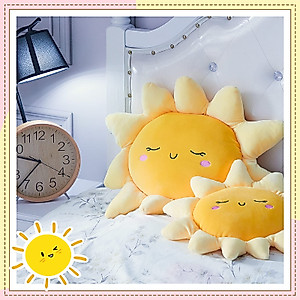 2 Pcs Sun Pillow Plush Sofa Cushion Pillow Cute Stuffed Sun Cushion Sun Shaped Floor Pillow Car Throw Pillow Plush Soft Toy for Kids Women Girls Bedside Home Decoration 13.7 Inch, 23.6 Inch