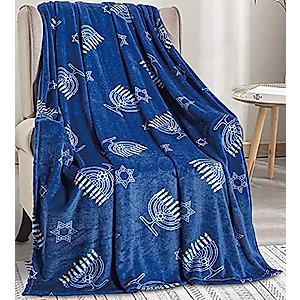 Maccabbee Collection by Décor&More Microplush Holiday Throw Blanket (60" x 50") - Hanukkah Menorah