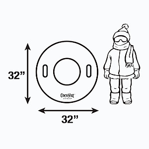 CocoNut Outdoor- 32” Inflatable Penguin Snow Ring- “Just Chillin” Heavy Duty Snow Sled with Sturdy Handles for Kids, Teens and Adults-Cold Resistant Toboggan -Lightweight Tube for Boys and Girls