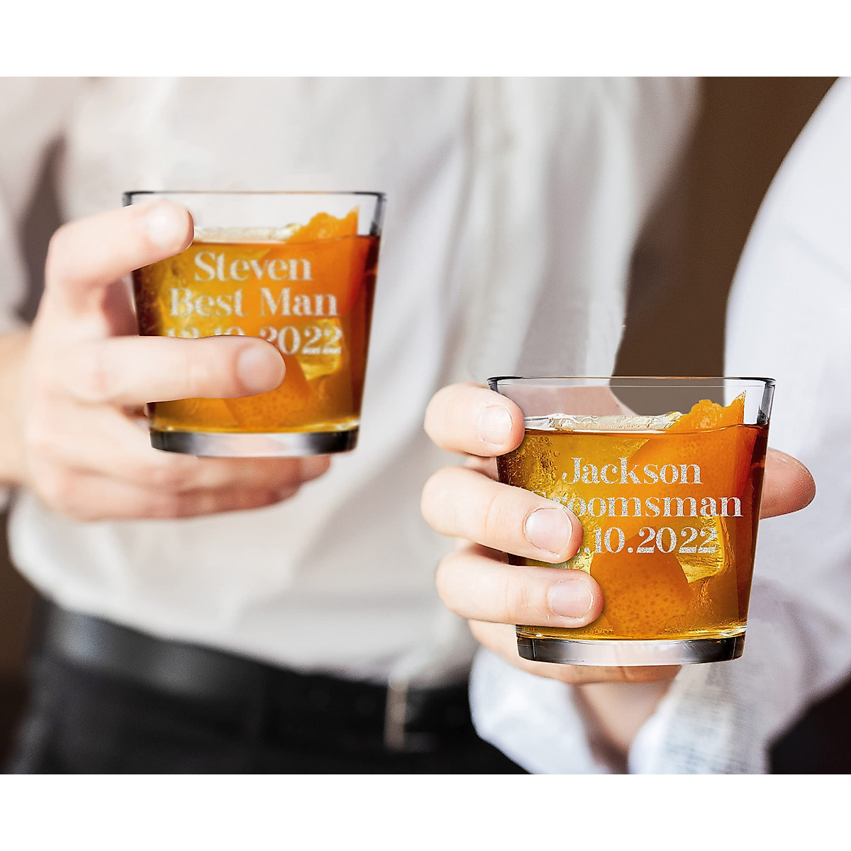 TEEAMORE Personalized Rocks Old Fashioned Cocktail Glass Add Your Text Etched Whiskey Glasses Gift Customization 9oz