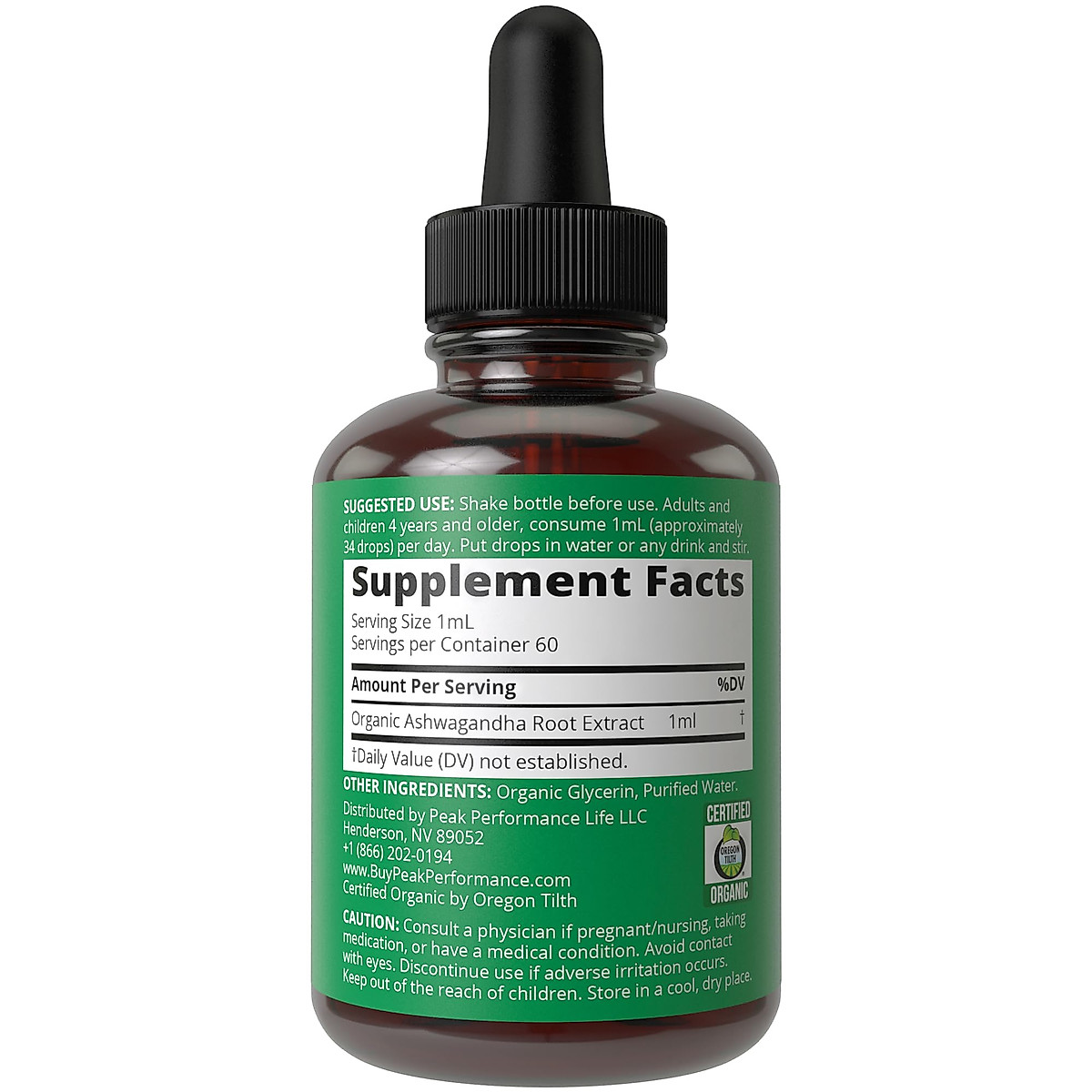 Ashwagandha Liquid Drops. USDA Organic Vegan Supplement. Extra Strength Ashwagandha Root Extract For Women, Men, Kids. With Adaptogens. Zero Sugar, Organic, Gluten Free Tincture Supplements.