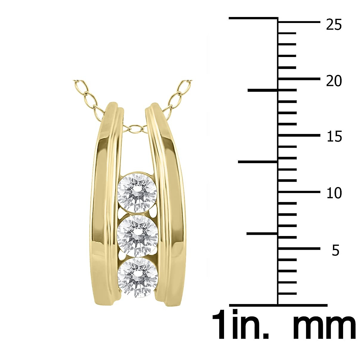1/2 Carat TW Three Stone Diamond Ladder Pendant in 10k Yellow Gold (K-L Color, I2-I3 Clarity)