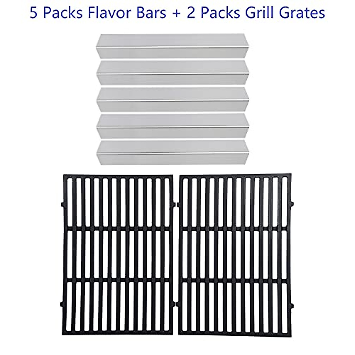 GasSaf 15.3 inch Flavorizer Bars and 17.5 inch Grill Grates Replacement for Weber 7636 7638, Spirit 300 Series E310 E320 E330 S310 S320 S330 Gas Grills with Front Control Knob (2013-2017)