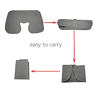 LiXiongBao Portable Travel Pillow, Inflatable Neck Pillow, U Shape Inflatable Air Cushion Neck Rest Eye Mask Earplug 3 in 1 Travel Set for Airplanes, Cars, Trains, Buses and Homes